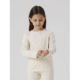 name it M&auml;dchen Pyjama "NKFNIGHTSET FLOWER NOOS", Gr. 122, beige, Jersey, Obermaterial: 95% Baumwolle, 5% Elasthan, bedruckt, Homewear-Sets