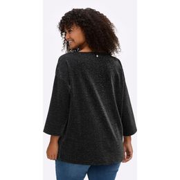 sheego Damen Sweatshirt, schwarz, Gr. 48, unifarben, 43% Viskose, 41% Polyamid, 9% metallisierte Fasern, 7% Elasthan, Sweatshirts
