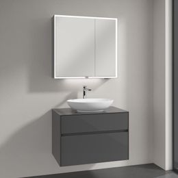 Villeroy & Boch Villeroy & Boch Embrace Schrank mit Loop & Friends Waschtisch, mit Spiegelschrank My View Now, 4A4701R1+A95500FP+A4558000, My View Now