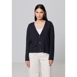 Damen Cardigan, blau, Gr. 46, STREET ONE STUDIO, unifarben, Web, 37% Baumwolle, 34% Polyacryl, 26% Polyester, 3% Elasthan, Strickjacken, im