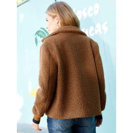Inspirationen Damen Boucl&egrave;jacke, braun, Gr. 40, unifarben, 100% Polyester, Jacken