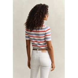 Gant Damen Kurzarmpullover "STRETCH COTTON CABLE STRIPE SS"multicolor, Gr. XXL, Strick, Obermaterial: 88% Baumwolle, 10% Polyamid, 2% Elasthan,
