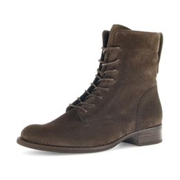 Gabor Damen Schn&uuml;rstiefelette, Gr. 42dunkelbraun, Veloursleder, unifarben, Basic, Schuhe, Blockabsatz, Schn&uuml;rboots, Herbtboots mit herausnehmbarer