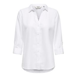 Only Damen Hemdbluse "ONLRILLO MELLI LS REG SHIRT WVN"hellwei&szlig;, Gr. XL, unifarben, Web, Obermaterial: 100% Polyester, Blusen