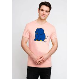 logoshirt Herren T-Shirt "Sendung mit der Maus - Elefant", rosa, Gr. XL, unifarben, 100% Baumwolle, Shirts, mit coolem Print