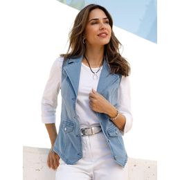 Classic Basics Damen Jeansweste, blau, Gr. 52, unifarben, 81% Baumwolle, 17% Polyester, 2% Elasthan, Westen