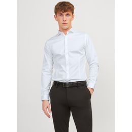 Jack & Jones JACK & JONES Herren Langarmhemd "JJPRPARMA SHIRT L/S NOOS", wei&szlig;, Gr. M, Web, Obermaterial: 98% Baumwolle, 2% Elasthan, Hemden, mit Hemdkragen
