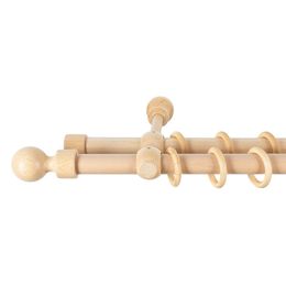 Gardinenstange SN DECO GROUP, L:120cm, beige, Holzwerkstoff, Gardinenstangen, "Giro", 28 mm, Holz, verschiedene L&auml;ngen und Farben, Komplettset