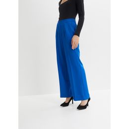 bonprix Damen Marlene-Hose "Marlenehose", blau, Gr. 50, Obermaterial: 95% Polyester, 5% Elasthan, Hosen, aus Polyester und Elasthan, Loose fit