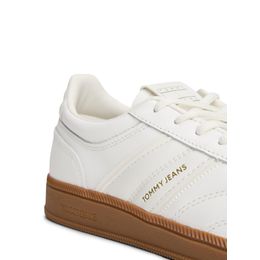 Tommy Jeans Damen Keilsneaker "THE GREENWICH EDGE LEATHER", Gr. 36wei&szlig;, Leder, Lederimitat, Schuhe, Freizeitschuh, Halbschuh, Schn&uuml;rschuh mit