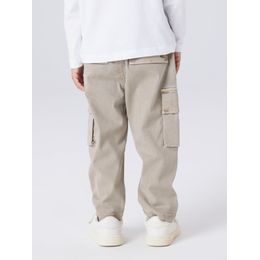 name it M&auml;dchen Cargohose "NMMBEN TAP CARGO TWI PANT 8950-PO NOOS", beige, Gr. 110, unifarben, washed, Twill, Obermaterial: 71% Lyocell, 20%