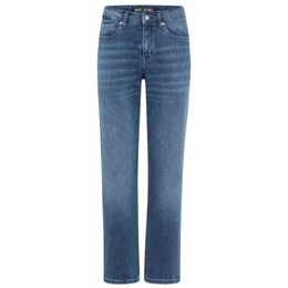 MAC Damen 5-Pocket-Jeans "STRAIGHT rabbit"mid blau random, Gr. 46, Denim/Jeans, Obermaterial: 99% Baumwolle, 1% Elasthan, Jeans, Plakativer Druck auf