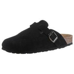 ANISTON SHOES Damen Clog, Gr. 39, schwarz, Veloursleder, unifarben, Schuhe, Hausschuh, Sommerschuh, mit ergonomischem Fu&szlig;bett