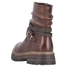 Rieker Damen Winterstiefelette, Gr. 39, braun, Lederimitat, used, Basic, Schuhe, Boots, Blockabsatz, mit Zierriemchen am slouchy Schaft