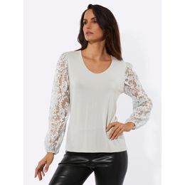 CR&Eacute;ATION L CREATION L Damen Langarmshirt "Lyocell-Shirt"hellgrau, Gr. 38, unifarben, 95% Lyocell, 5% Elasthan, Spitze:100% Polyester, Shirts
