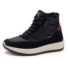 Sneakerboots Ara "NEW YORK", Damen, Gr. 7 (40,5), schwarz (schwarz, dunkelrot), Textil, Veloursleder, Schuhe Sneakerboots, Winterboots, Snowboots mit Gore-Tex, H-Weite
