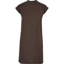 Urban Classics Damen Shirtkleid "Urban Classics Damen Ladies Turtle Extended Shoulder Dress"braun, Gr. S, unifarben, 100% Baumwolle, Kleider
