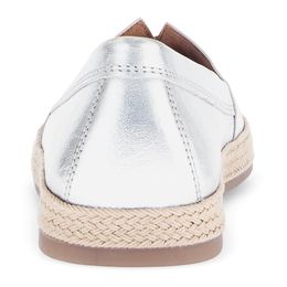 Gabor Damen Slipper, Gr. 42, silber, Ziegenleder, metallic, Schuhe, Schlupfschuh, Bequemschuh, Flats mit jutebezogenem Plateau