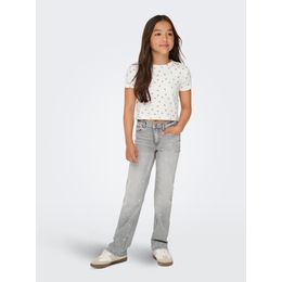 KIDS Only M&auml;dchen T-Shirt "KOGBELLA LIFE SHORT AOP S/S TOP JRS NOOS", wei&szlig;, Gr. 122, Minimalmuster, bedruckt, Feinripp, Obermaterial: 95% Baumwolle,