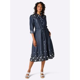 Damen Hemdblusenkleid "Lyocell-Kleid"blau, stone, washed, Gr. 36, CREATION L PREMIUM, gemustert, unifarben, 100% Lyocell, Kleider