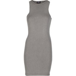 Shirtkleid Urban Classics "Urban Classics Ladies Washed Rib Jersey Dress", Damen, Gr. L, US-Gr&ouml;&szlig;en, steelgrau, 100% Baumwolle, unifarben, slim fit, Rundhals, Kleider Shirtkleid