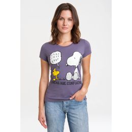logoshirt Damen T-Shirt "Snoopy - Peanuts", lila, Gr. M, bedruckt, 100% Baumwolle, Shirts, mit niedlichem Frontprint