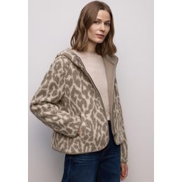 Cardigan Street One, Damen, Gr. 42, light terra mocha, Stoff, 100% Polyester, normal normal, ohne Ausschnitt, abgesteppt, Strickjacken, mit Leoprint