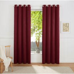 Vorhang OTTO HOME, B:130cm H:265cm, rot, Polyester, Polyester, Wohnzimmer, Gardinen, "SOLA", blickdicht, &Ouml;sen-Aufh&auml;ngung, w&auml;rmeabweisend,, 1er oder