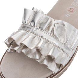 Ara Damen Pantolette "KENT", Gr. 36, silber, Glattleder, metallic, Schuhe, Slides, Flats, Sandale mit geraffter Bandage