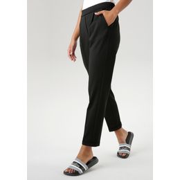 Damen Schlupfhose, schwarz, Gr. 46, Aniston SELECTED, unifarben, Jersey, Obermaterial: 65% Polyester, 32% Viskose, 3% Elasthan, Hosen, mit Bundfalten