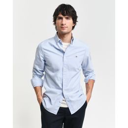 Gant Herren Langarmhemd "Slim Fit Oxford Hemd strukturiert langlebig dicker", blau, Gr. XXXL, unifarben, Popeline, Obermaterial: 100% Baumwolle,
