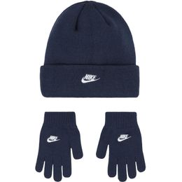 Nike Sportswear Kinder Beanie "und Handschuhe Set NAN FUTURA BEANIE/GLOVE SET"obsidian, Gr. 4, Strick, Kunstfaser, M&uuml;tzen, aus Polyacryl und
