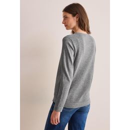Cecil Damen Strickpullover, grau, Gr. XL, unifarben, Web, 60% Baumwolle, 40% Polyester, Pullover, im soften Baumwoll-Mix