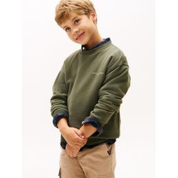 Tommy Hilfiger M&auml;dchen Sweatshirt "MINI CORP C-NECK"pewter gr&uuml;n, Gr. 5, Sweatware, Obermaterial: 80% Baumwolle, 20% Polyester, Sweatshirts, Kinder
