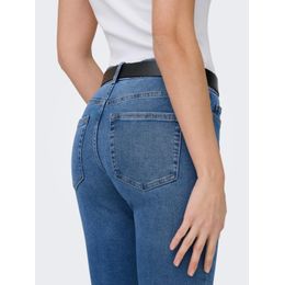 Only Damen Skinny-fit-Jeans "ONLSUMI MID WAIST KNEE DES SK DNM BOX", blau, Gr. XS, Destroyed-Effekte, unifarben, Denim/Jeans, Obermaterial: 65%