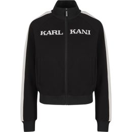 Trainingsjacke Karl Kani "Karl Kani Kk Retro Sidestripe Trackjacket", Damen, Gr. M, schwarz, sanftes wei&szlig;, 55% Polyester, 39% Baumwolle, 6% Elasthan, mehrfarbig, normal, amerikanischer Ausschnitt, Jacken Trainingsjacke