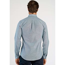 LINDBERGH Herren Langarmhemd, blau, Gr. L, unifarben, Web, Obermaterial: 97% Baumwolle, 3% Elasthan, Hemden, mit Button-Down-Kragen