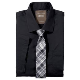 MAN'S WORLD MAN'S WORLD Herren Kurzarmhemd, schwarz, Basic, Gr. 43, unifarben, Obermaterial: 55% Baumwolle, 45% Polyester, Hemden, Kurzarm