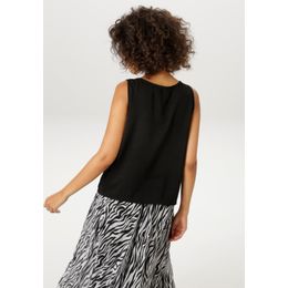 Aniston CASUAL Damen Blusentopschwarz, Gr. 46, Leinenoptik, unifarben, Web, Obermaterial: 100% Polyester, Blusen, in Leinen-Optik