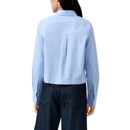 Damen Hemdbluse, blau, Gr. 42, s.Oliver BLACK LABEL, unifarben, Web, Obermaterial: 69% Baumwolle, 26% Polyamid, 5% Elasthan, Blusen, mit Brusttasche