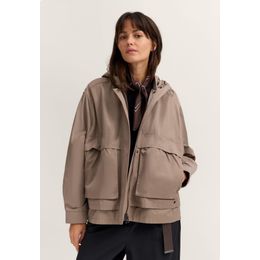 Blouson Bugatti "Loose Fit", Damen, Gr. 42, 80, braun, 60% Baumwolle, 40% Polyester, unifarben, loose fit, Jacken Blouson, Oversized wasserabweisend