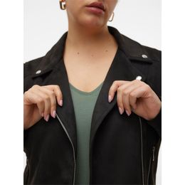 Vero Moda CURVE Damen Bikerjacke "VMCJOSE SHORT JACKET NOOS CUR", schwarz, Gr. 44, unifarben, Web, Obermaterial: 90% Polyester, 10% Elasthan, Jacken