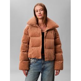 Damen Cordjacke "CORDUROY INSULATED DOWN PUFFER", braun, Gr. XL, Calvin Klein Jeans, unifarben, Cord, Obermaterial: 100% Baumwolle, Jacken, Mit