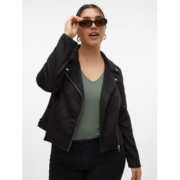 Vero Moda CURVE Damen Bikerjacke "VMCJOSE SHORT JACKET NOOS CUR"schwarz, Gr. 46, unifarben, Web, Obermaterial: 90% Polyester, 10% Elasthan, Jacken