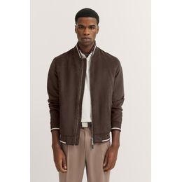 Bugatti Herren Blouson, braun, Gr. 56, unifarben, 100% Polyester, Jacken, aus wasserabweisendem Velourleder