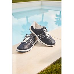 Rieker Damen Sneaker, Gr. 38, blau, Lederimitat, Schuhe, Halbschuh, Freizeitschuh, Schn&uuml;rschuh mit gepolstertem Schaftrand