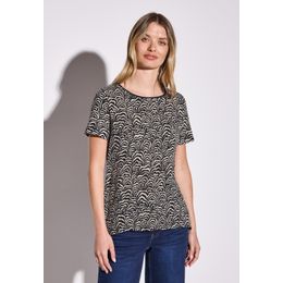 Street One Damen T-Shirt, blau, Gr. 36, bedruckt, Stoff, Vorderseite: 100% Viskose; R&uuml;ckseite: 95% Viskose, 5% Elasthan, Shirts, aus softem