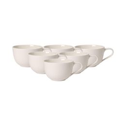 Villeroy & Boch Tasse VILLEROY & BOCH "Fr&uuml;hst&uuml;ckstassen For Me 300 ml 6er Set wei&szlig;", wei&szlig;, Porzellan, Trinkgef&auml;&szlig;e, Tasse