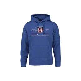 Sweatshirt Gant "Sweatshirt REGULAR ARCHIVE SHIELD HOODIE", Herren, Gr. L, blau (blau (vintage blau)), Obermaterial: 78% Baumwolle CO. 22% Polyester PES., Sweatshirts Sweatshirt