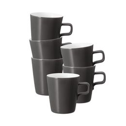Tasse Seltmann Weiden "Milchkaffeetassen No Limits Moments 0,37 l 6er Set wei&szlig;-grau", bunt (wei&szlig;, grau), 6 tlg., Porzellan, Trinkgef&auml;&szlig;e, Tasse